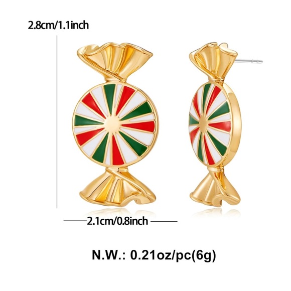 Fine Jewelry | Jewelry | 4k Peppermint Christmas Candy Cane Earrings ...